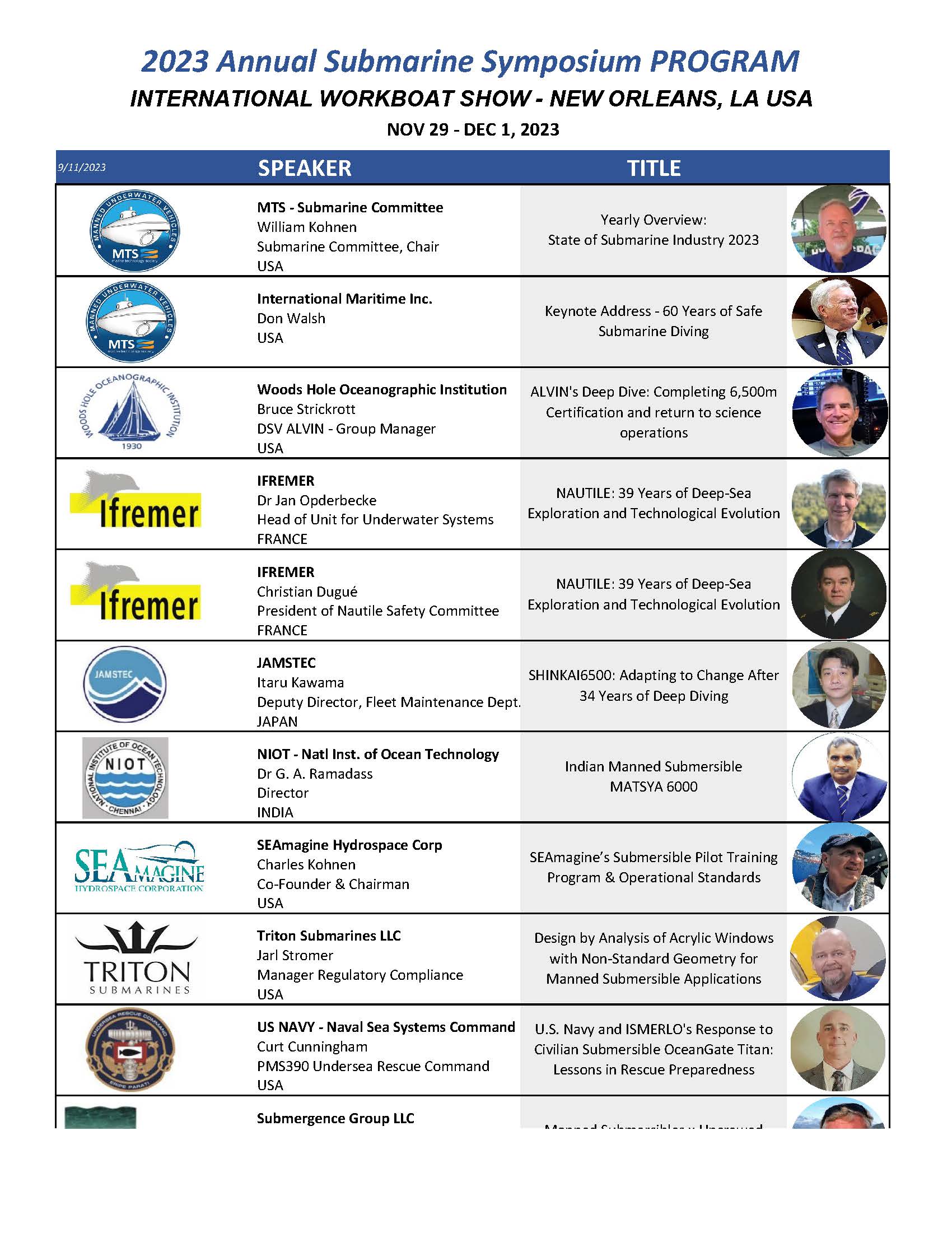 20th Annual Submarine Symposium | International WorkBoat Show